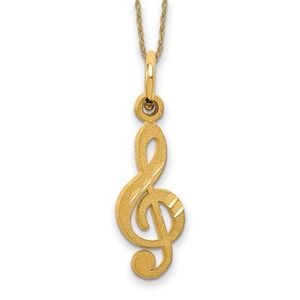 Jewelry | Solid 14k Yellow Gold Treble Clef Music Note Pendant Necklace ...